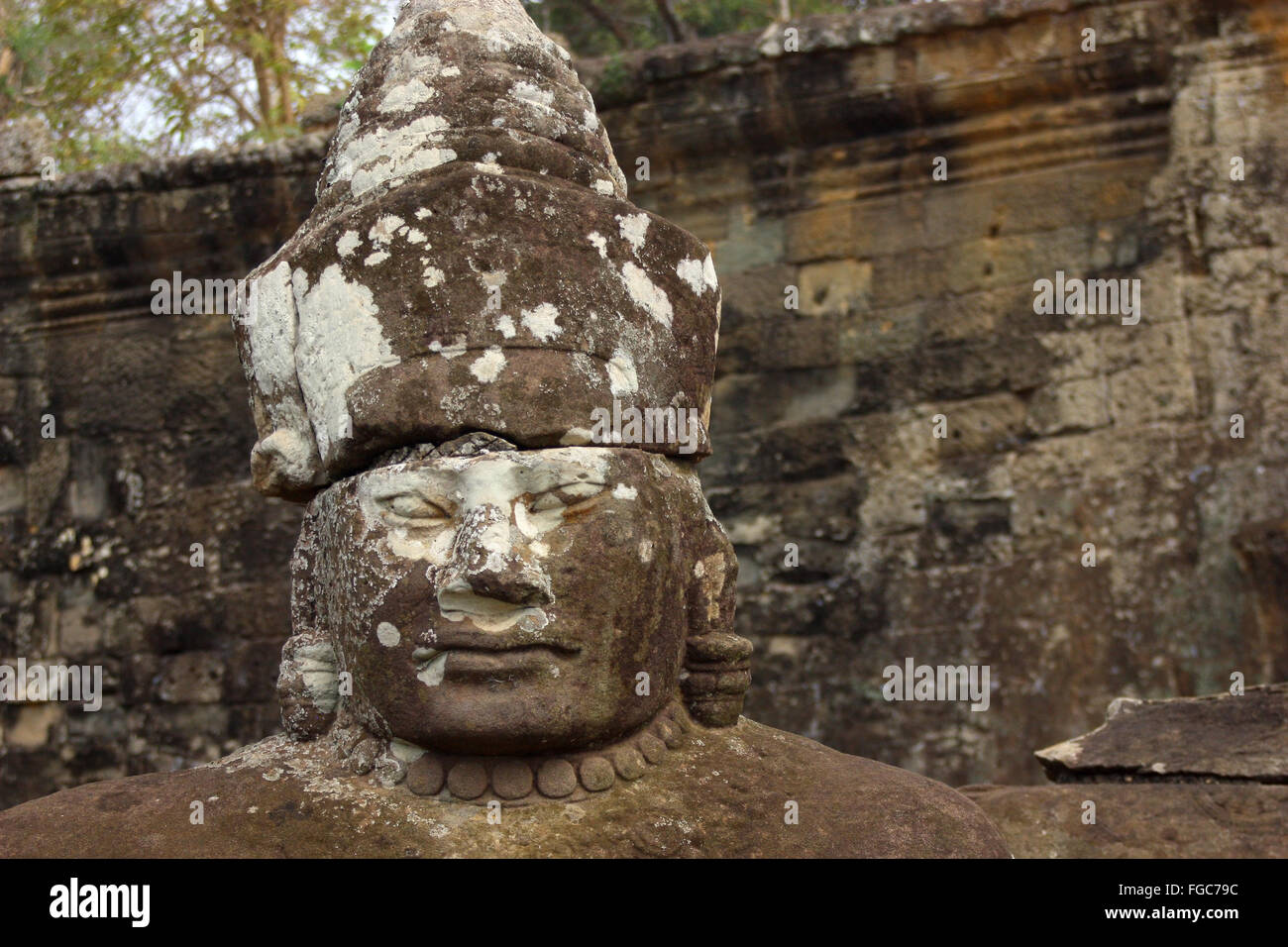 Portrait of Cambodian Hand Carved Limestone Figure Stock Photo - Alamy