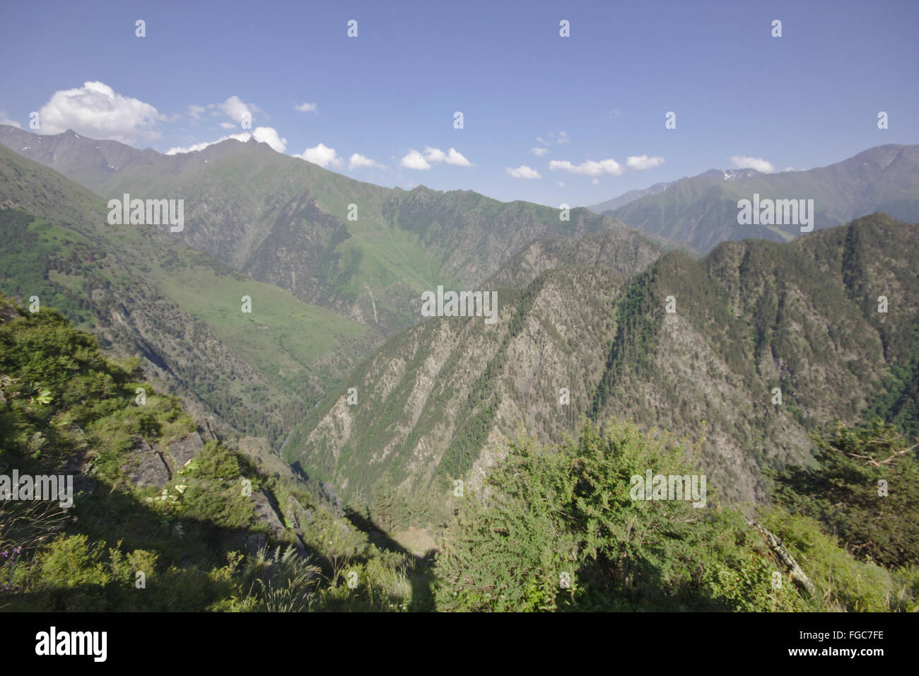 Alazani River canyon seen from the fortress old Diklo view towards ...