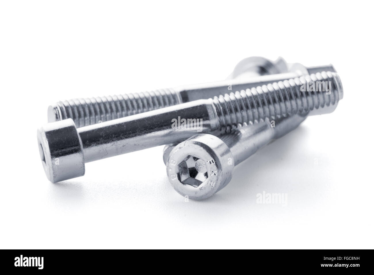 Hex head bolt screws thread on white background Stock Photo - Alamy