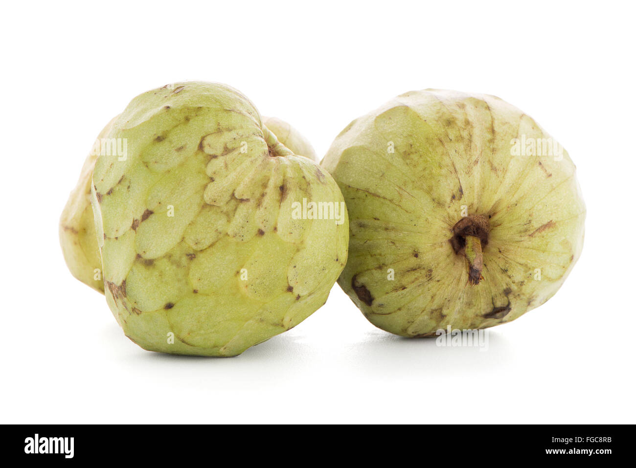 Custard apple, also known as Bullocks or Bulls Heart on white ...