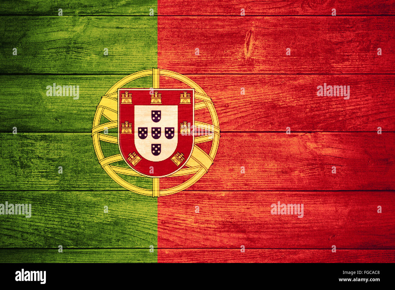 flag of Portugal or Portuguese banner on wooden background Stock Photo ...