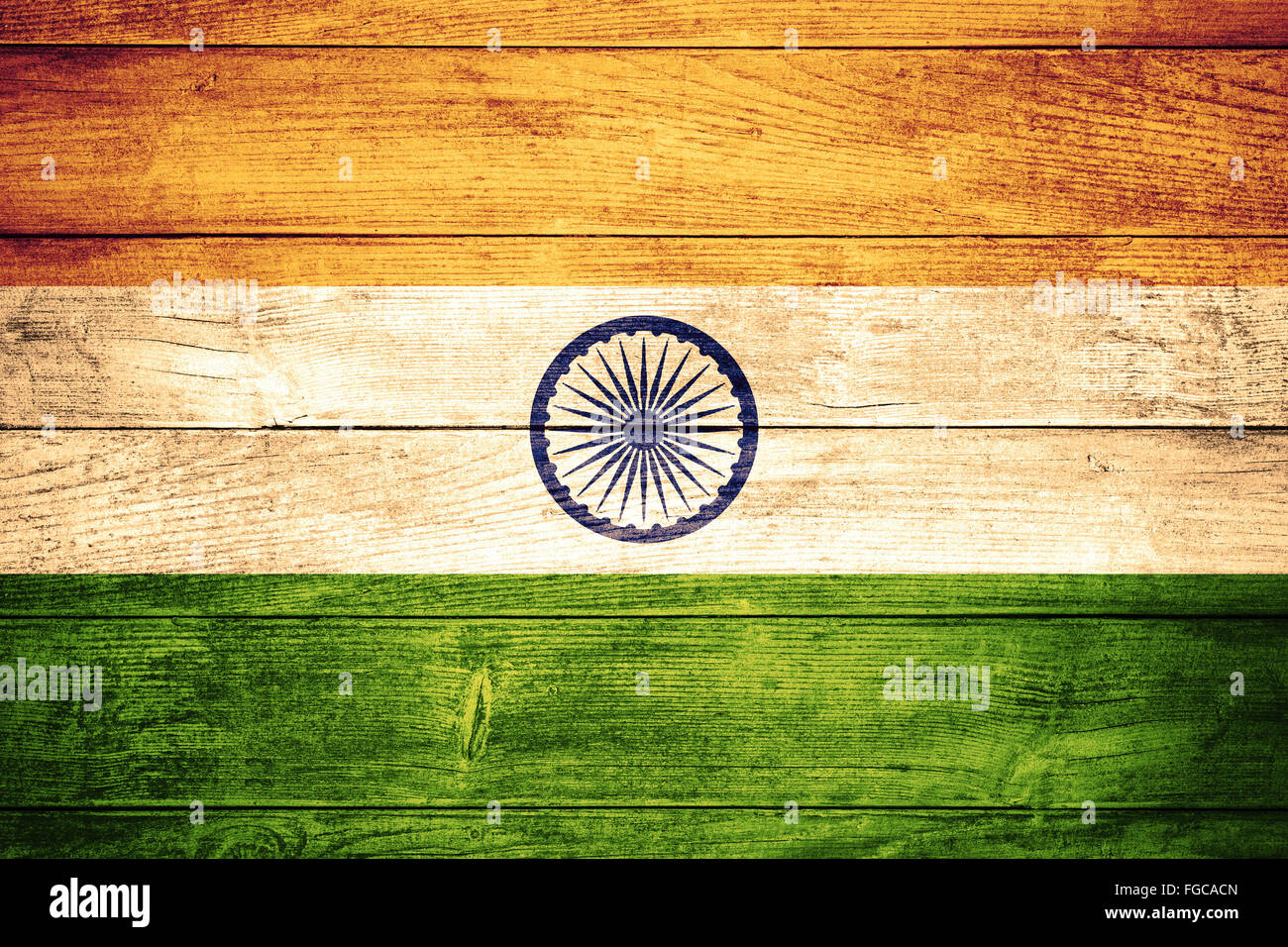 flag of India or banner on wooden background Stock Photo - Alamy