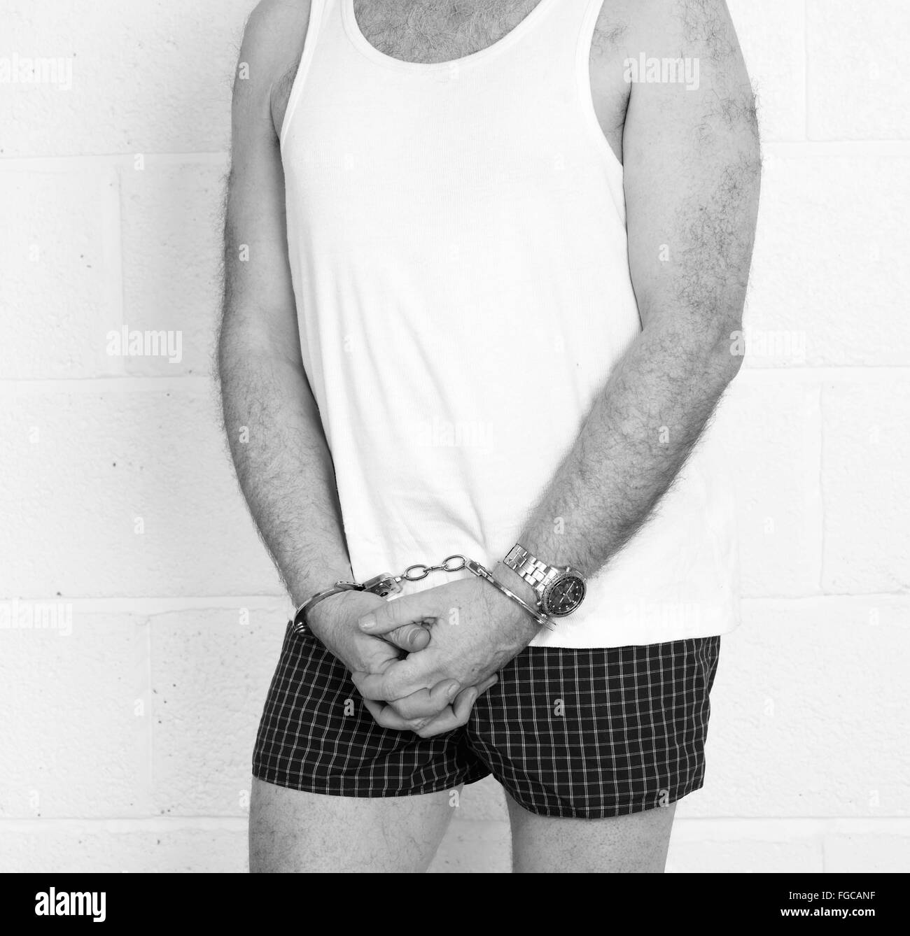 Old Man Handcuffs Black and White Stock Photos & Images - Alamy
