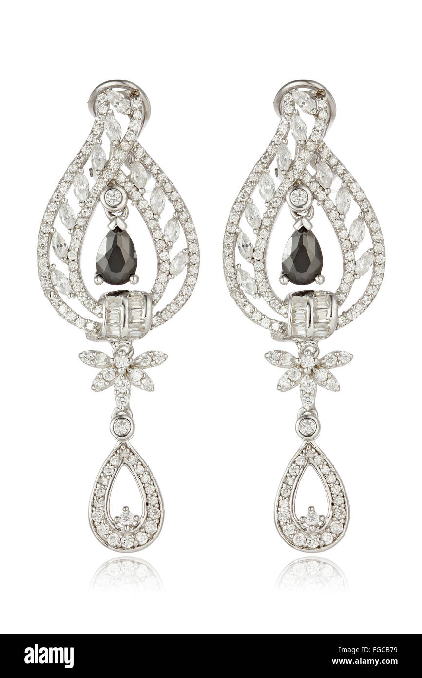 Gold earrings precious stone Cut Out Stock Images & Pictures - Alamy