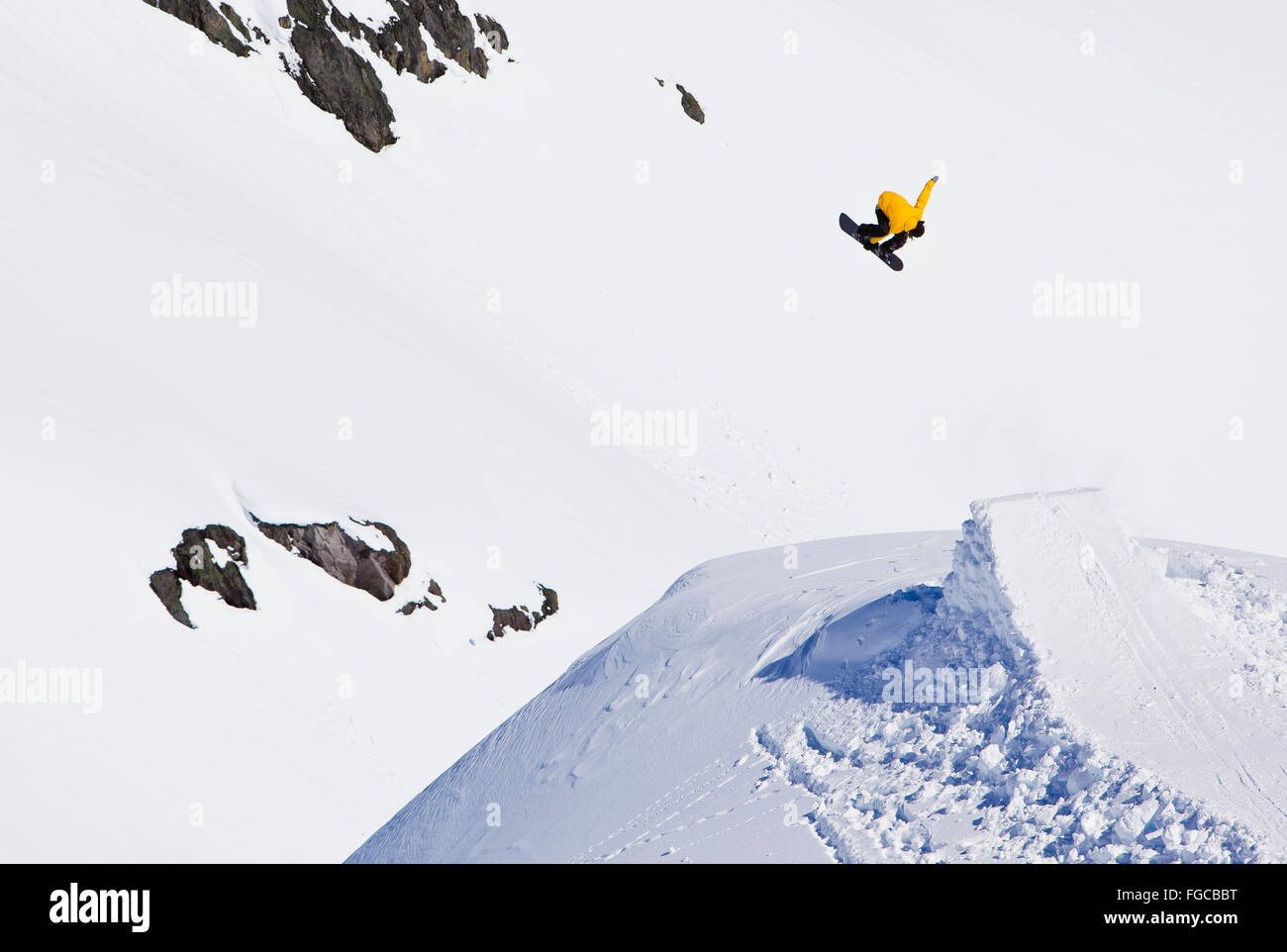 Snowboarder Catching Air Stock Photo - Alamy