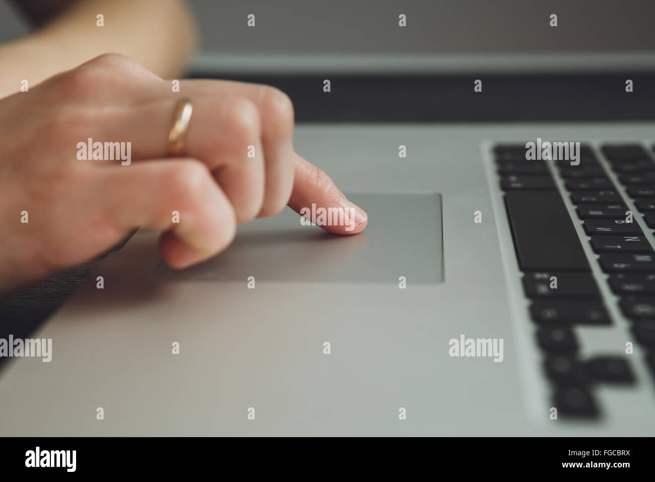 woman's hands working on laptop computer Stock Photo - Alamy