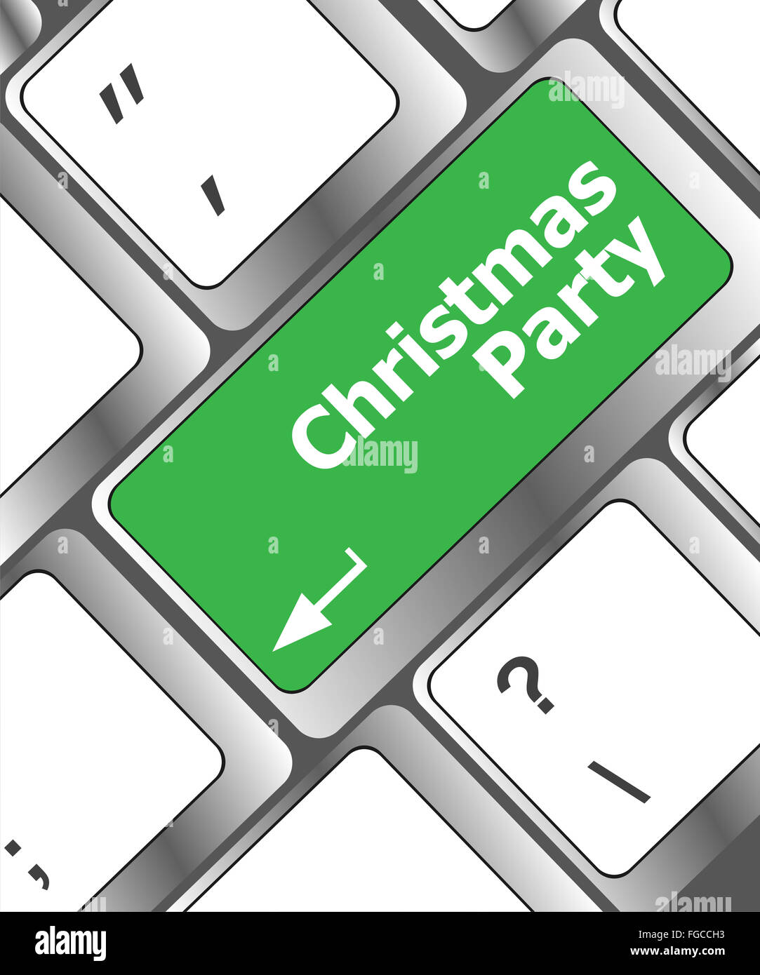 Computer keyboard key with christmas party words Stock Photo - Alamy