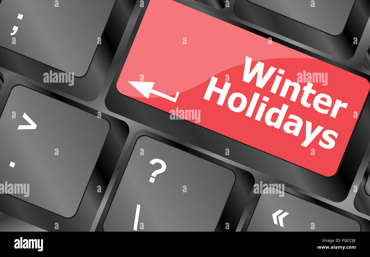 Computer keyboard key with winter holidays words Stock Photo - Alamy