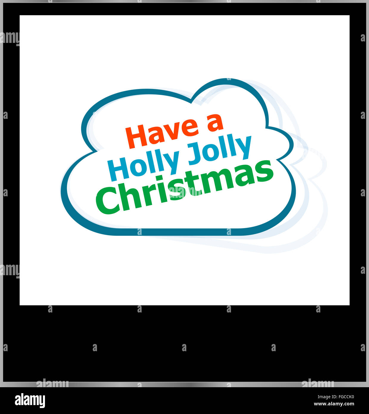 holly jolly christmas holidays word on cloud, isolated photo frame ...