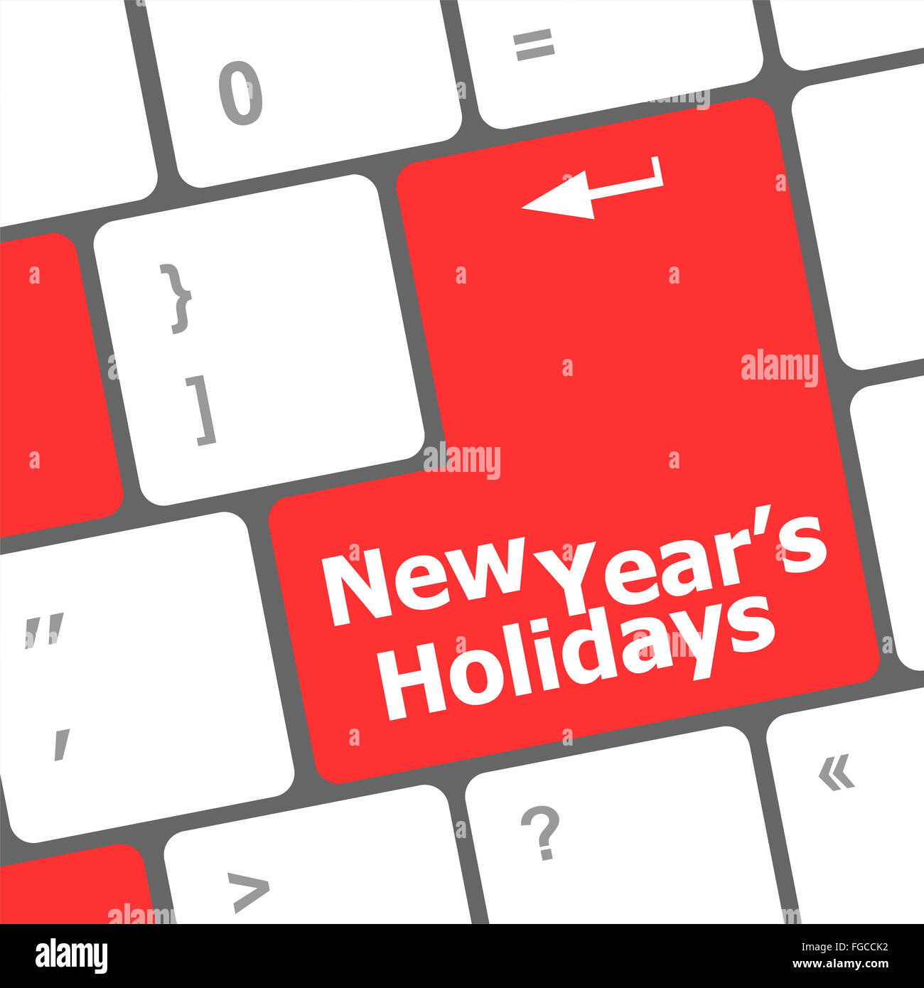 Computer keyboard key with new year holidays words Stock Photo - Alamy
