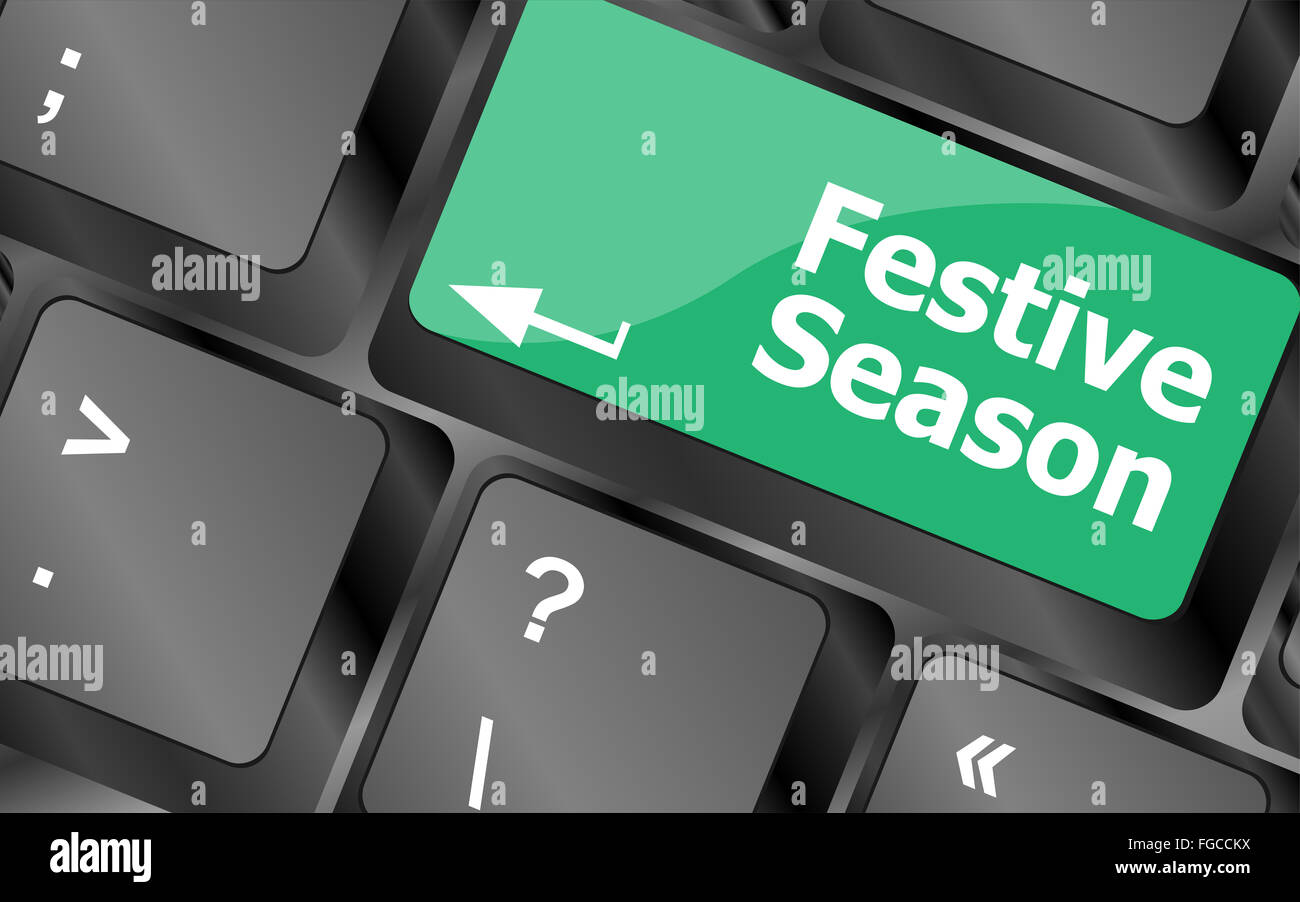 festive season button on modern internet computer keyboard key Stock ...