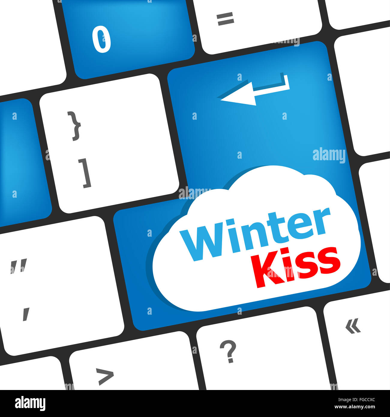 winter kiss on computer keyboard key button Stock Photo - Alamy