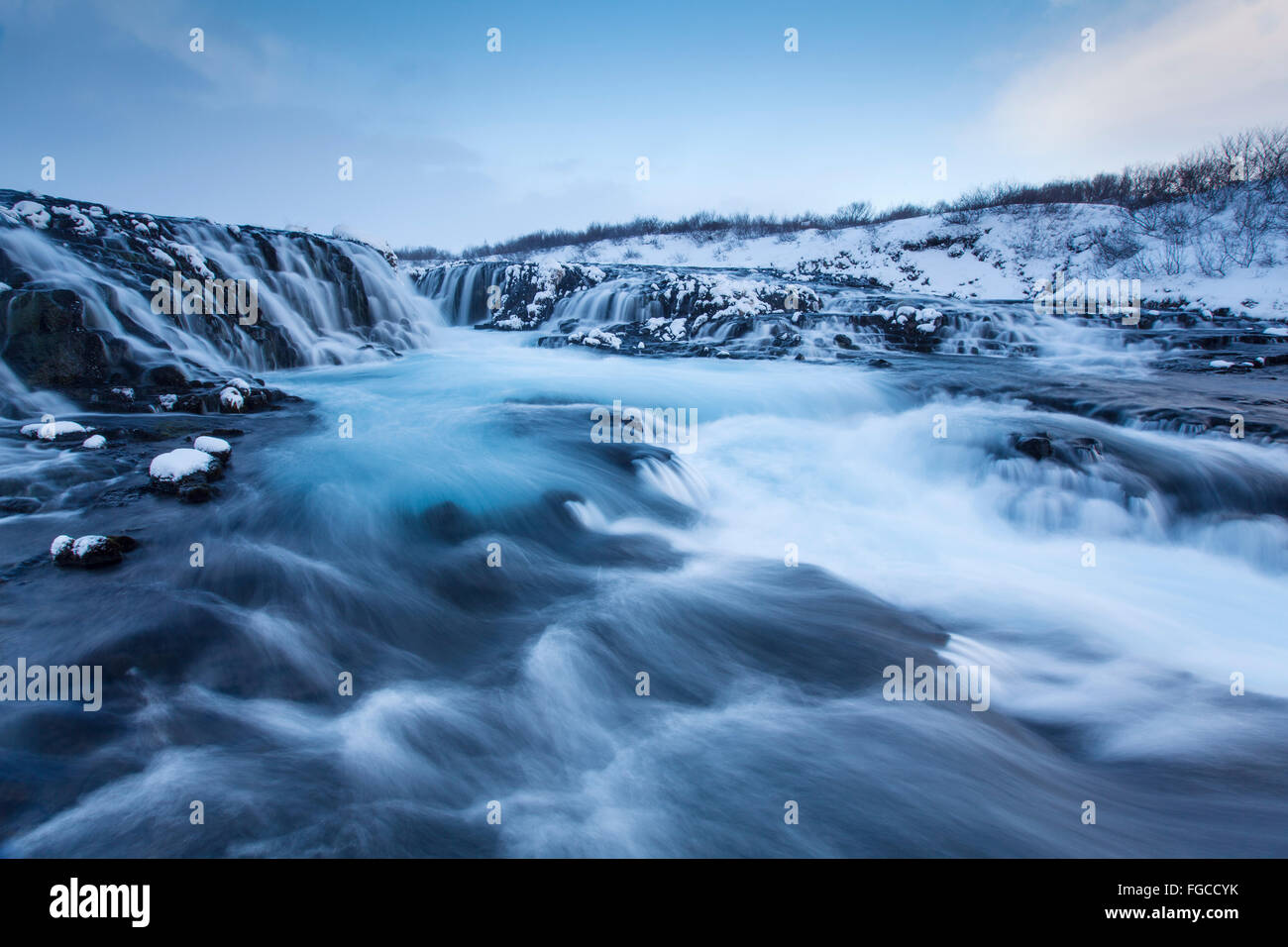 Waterfall Bruarfoss in winter, Selfoss, Southern Region, Iceland Stock ...