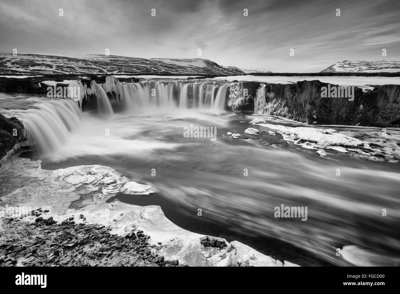 Waterfall southern region iceland Black and White Stock Photos & Images ...