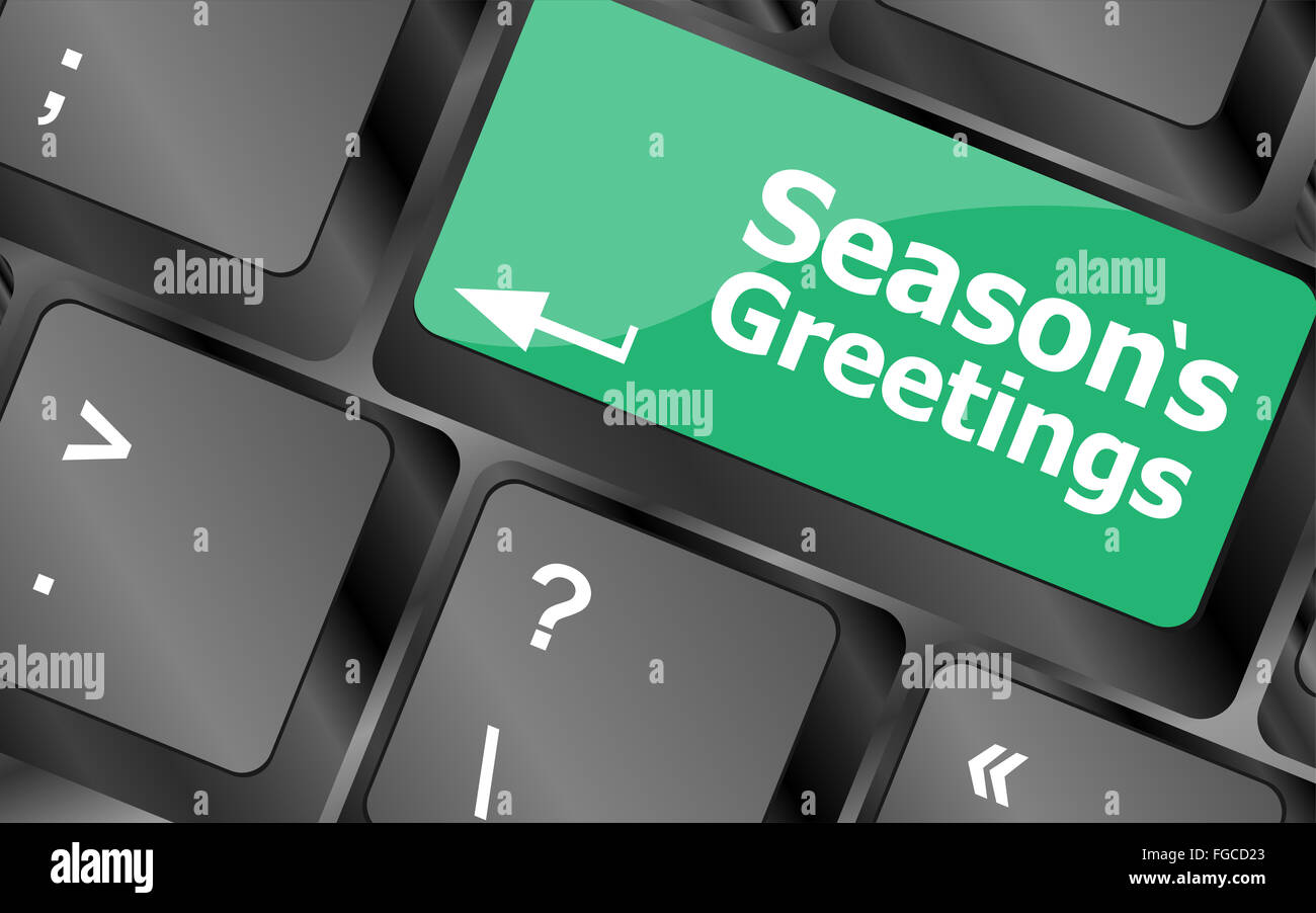 Computer keyboard with seasons greetings keys - holiday concept Stock ...