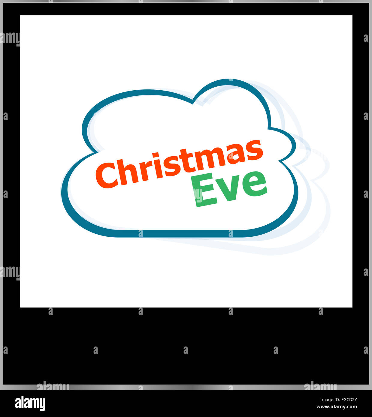 christmas eve word cloud on photo frame, isolated Stock Photo - Alamy