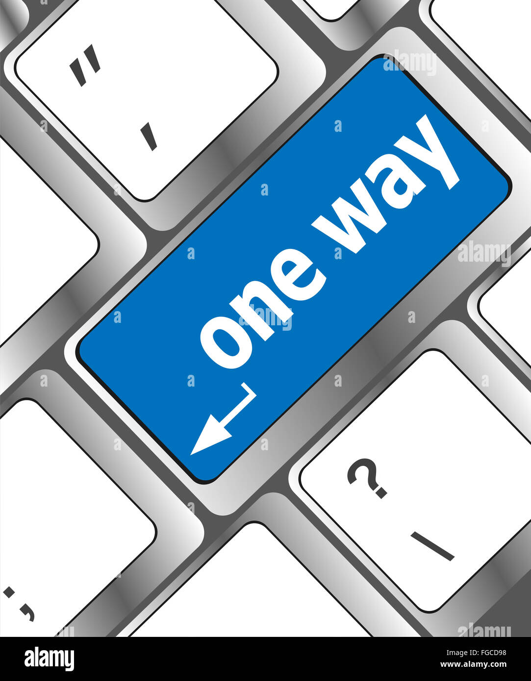 one way button on computer keyboard pc key Stock Photo - Alamy