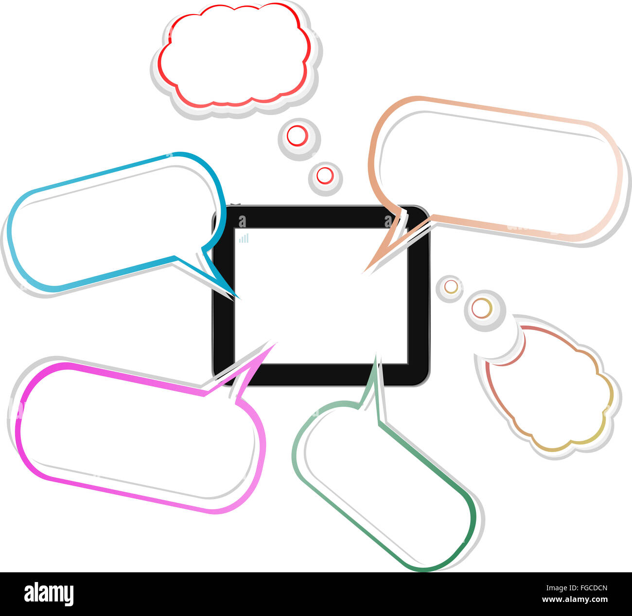 3d touch tablet pc model with speech bubbles Stock Photo - Alamy