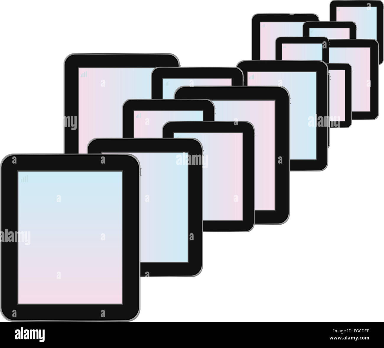 Modern digital tablet with blue screen isolated Stock Photo - Alamy