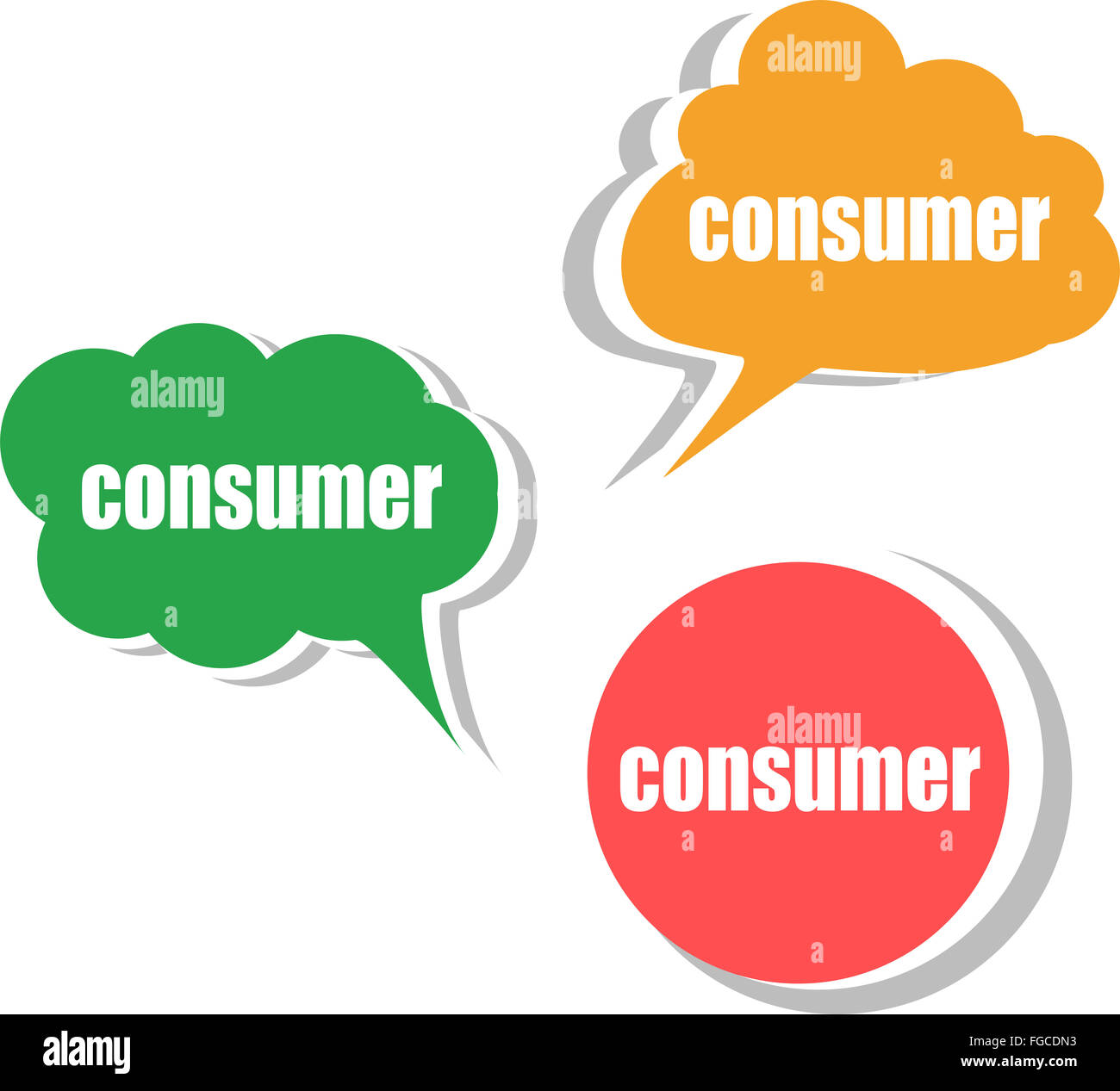 consumer word on modern banner design template. set of stickers, labels ...