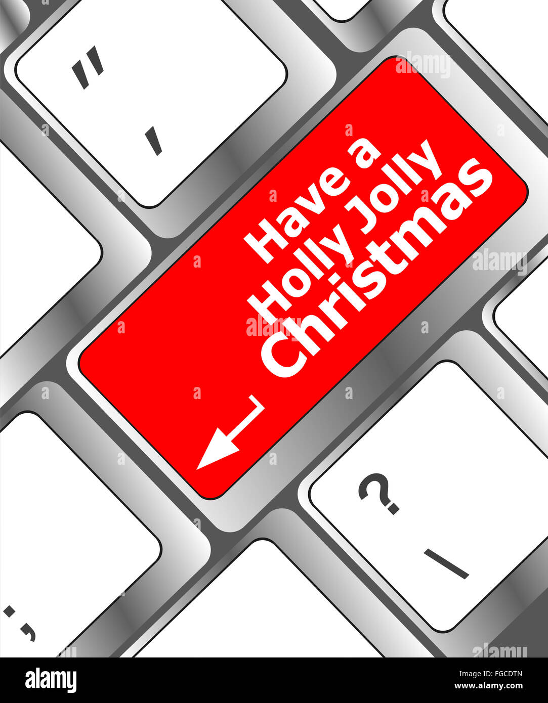 Computer keyboard key with have a holly jolly christmas words Stock ...