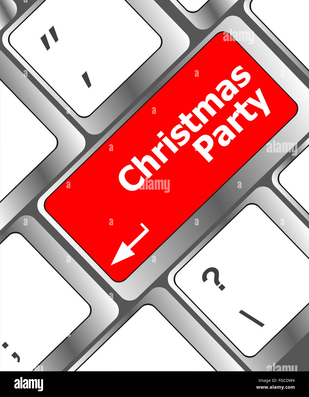 Computer keyboard key with christmas party words Stock Photo - Alamy