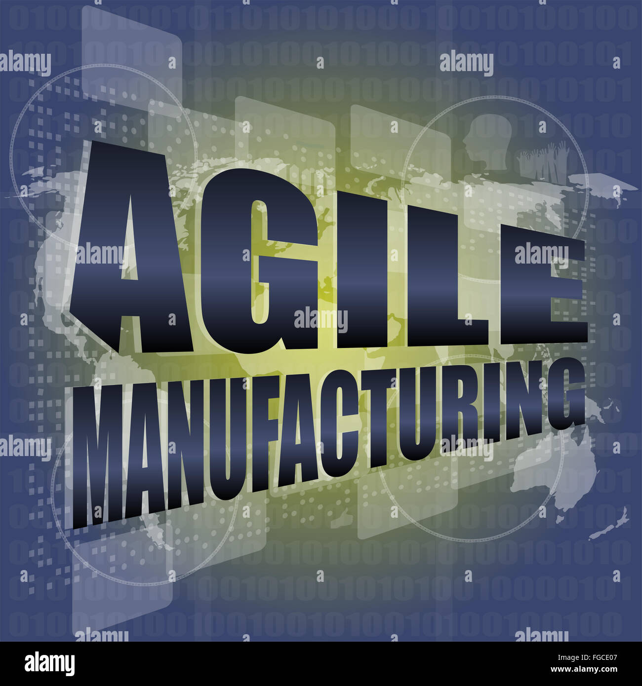 business concept, agile manufacturing on digital touch screen interface ...