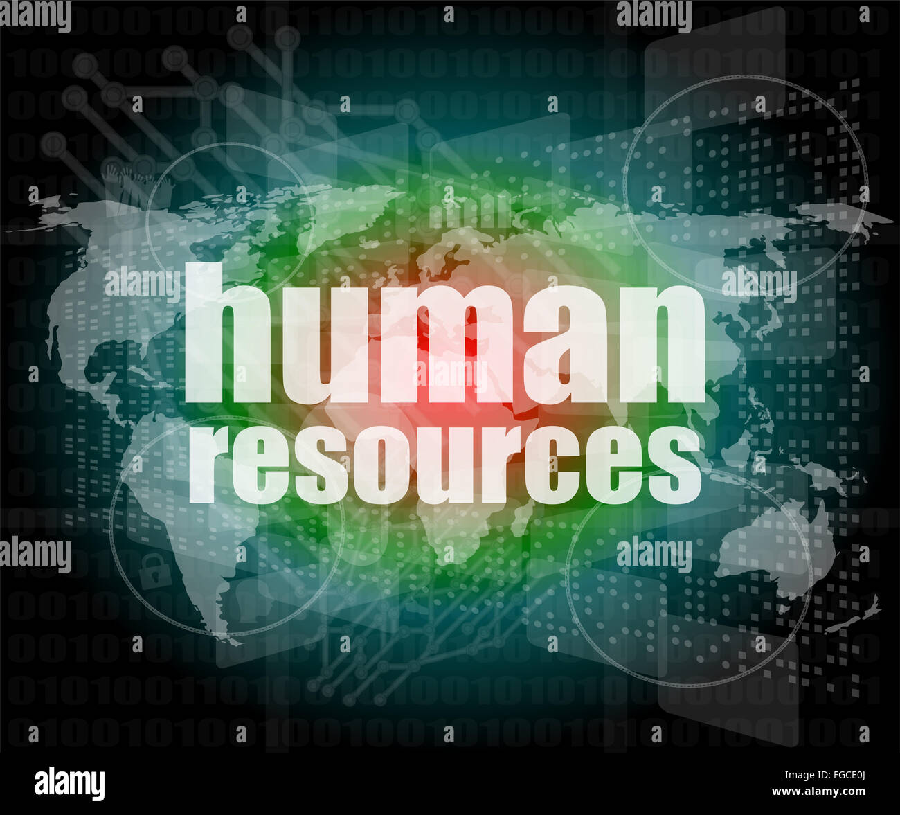 human resources digital touch screen interface Stock Photo - Alamy