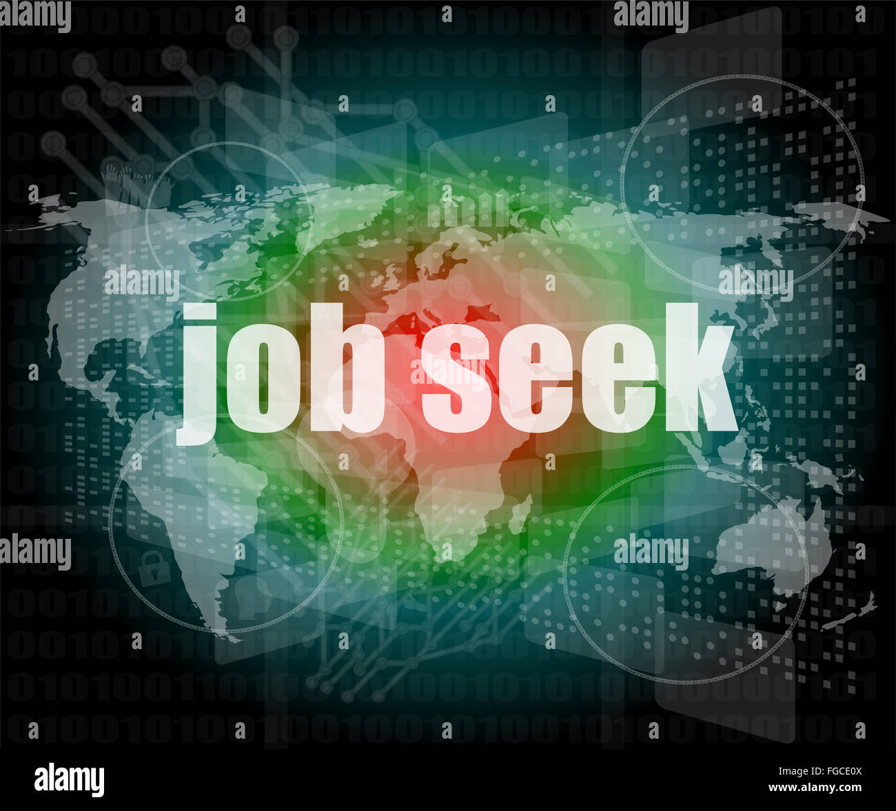 job seek word on touch screen, modern virtual technology background ...