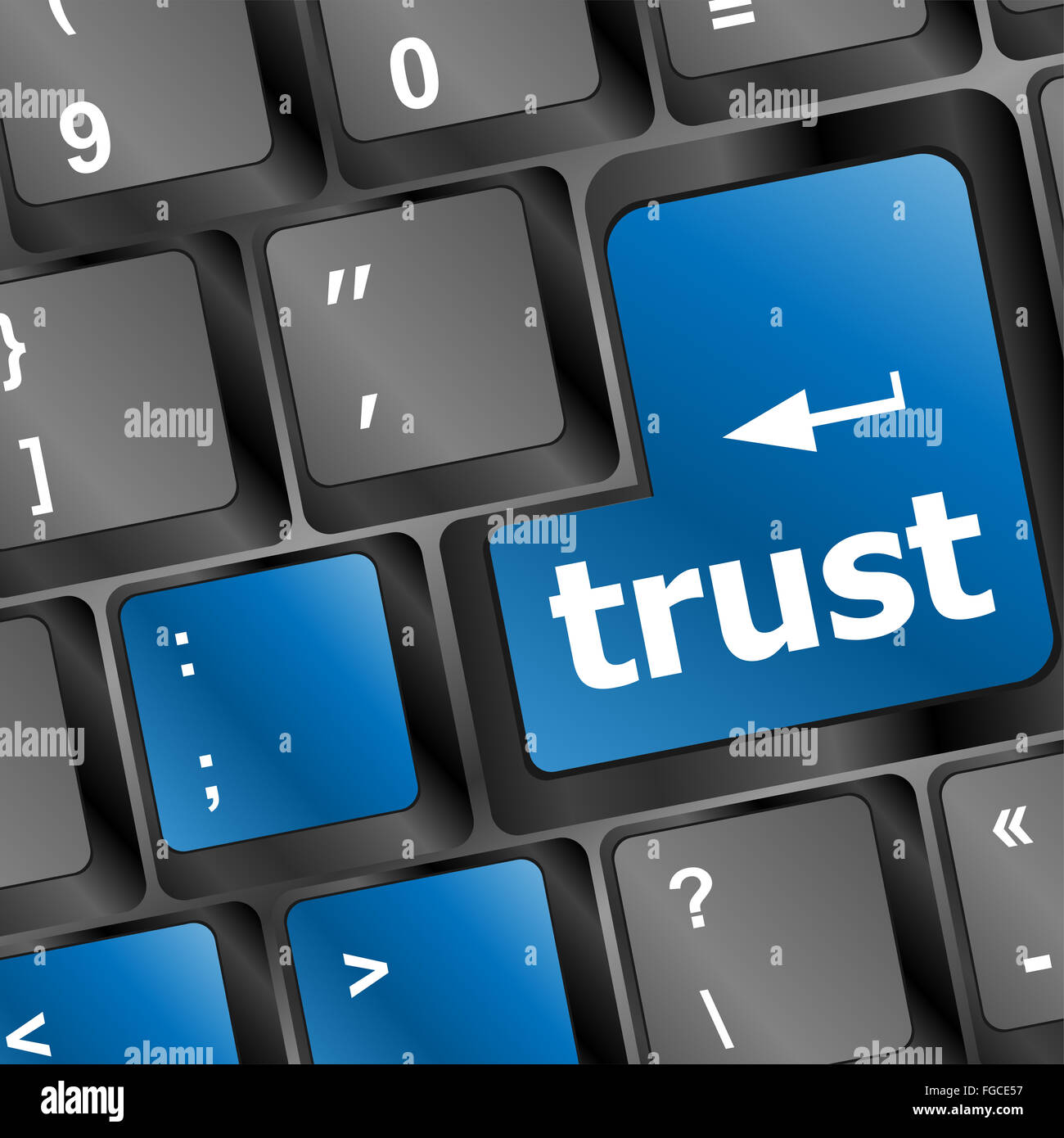 Computer keyboard with trust button, business concept Stock Photo - Alamy