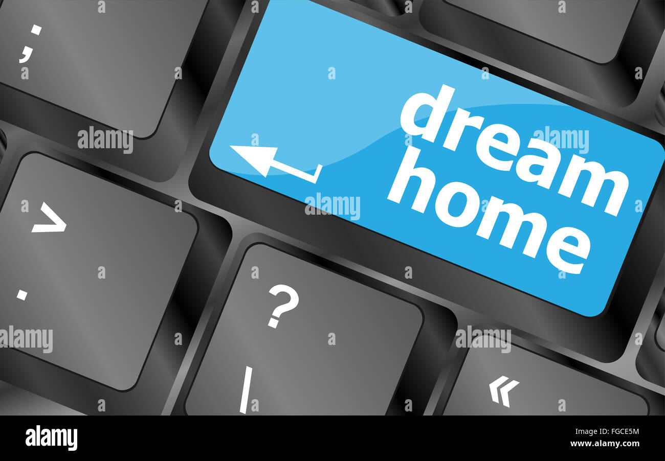 Computer keyboard with dream home key - technology background Stock ...