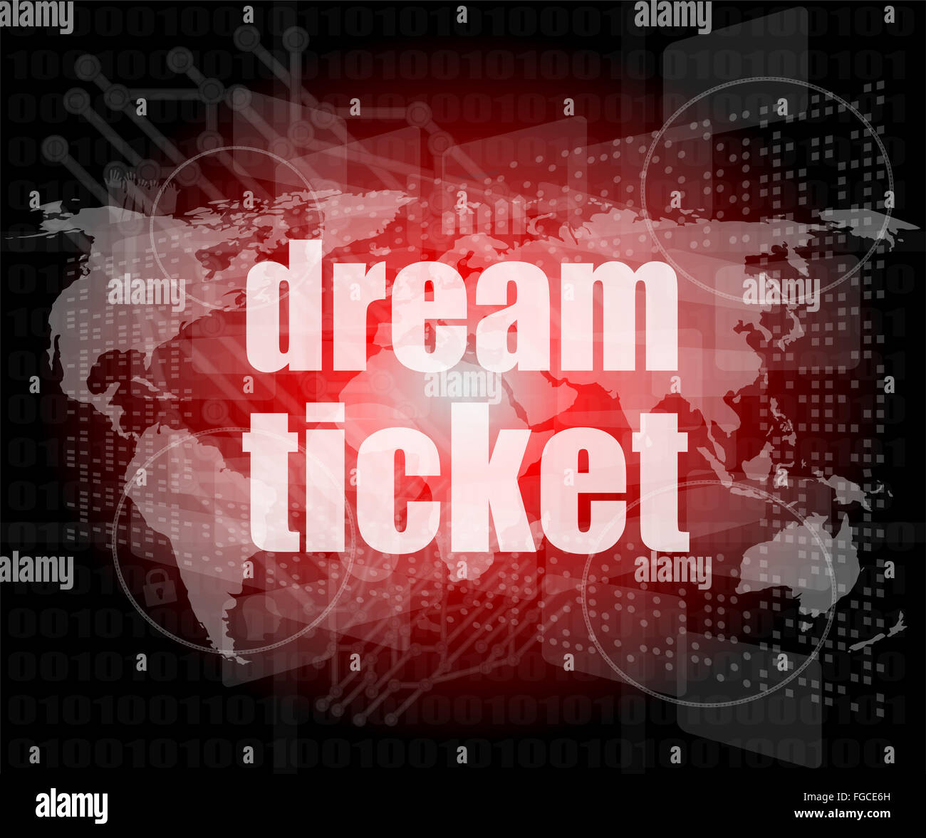 business concept: words dream ticket on digital screen Stock Photo - Alamy