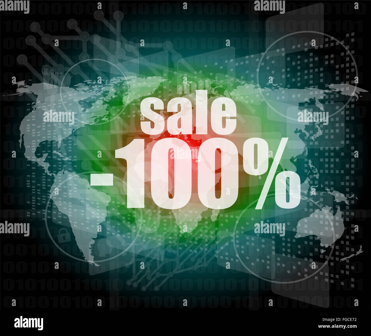 sale percentage on business digital touch screen Stock Photo - Alamy