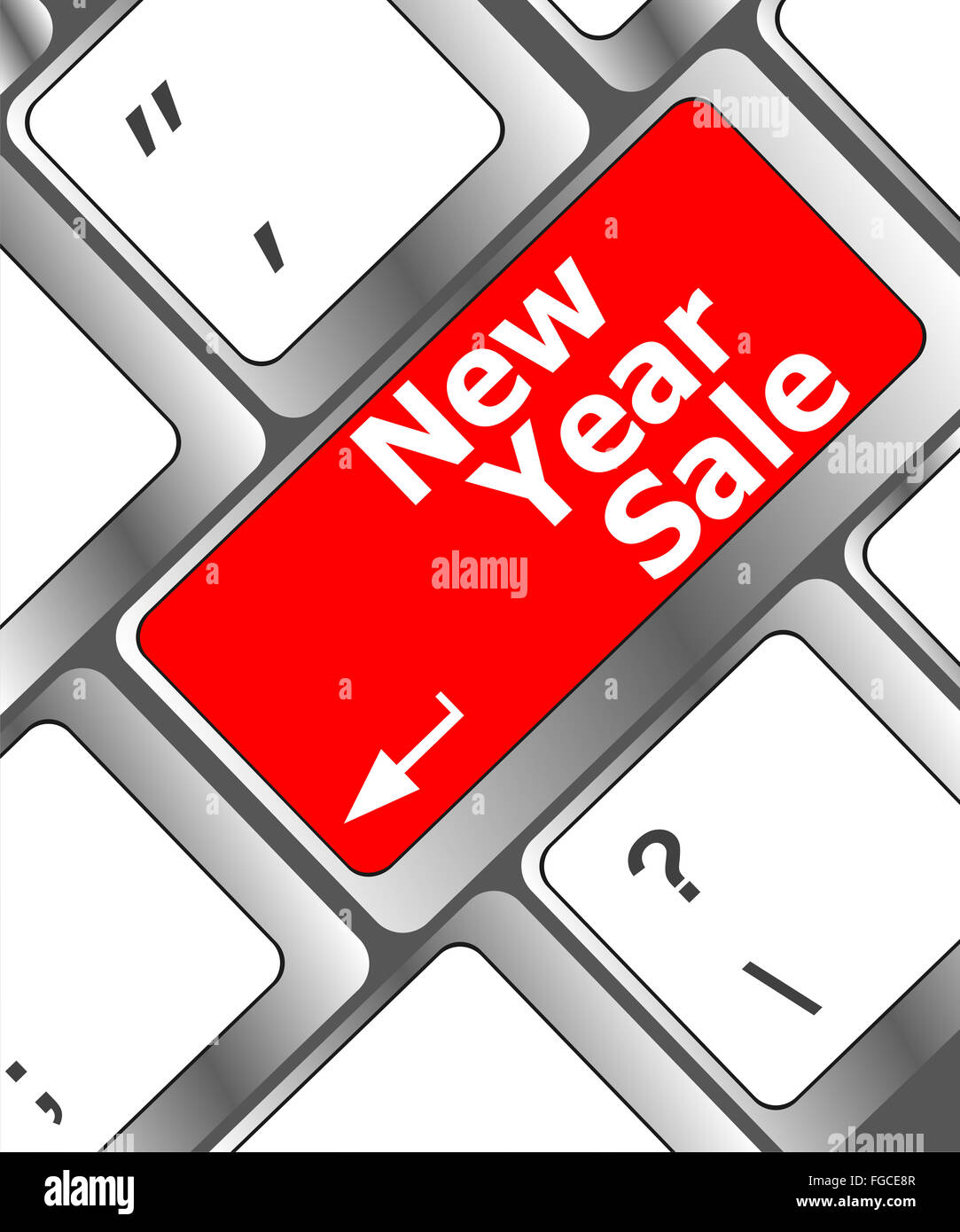 Computer keyboard with holiday key - new year sale Stock Photo - Alamy