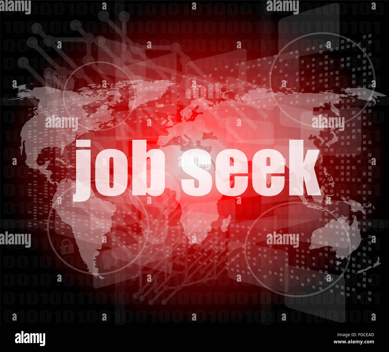job seek word on touch screen, modern virtual technology background ...