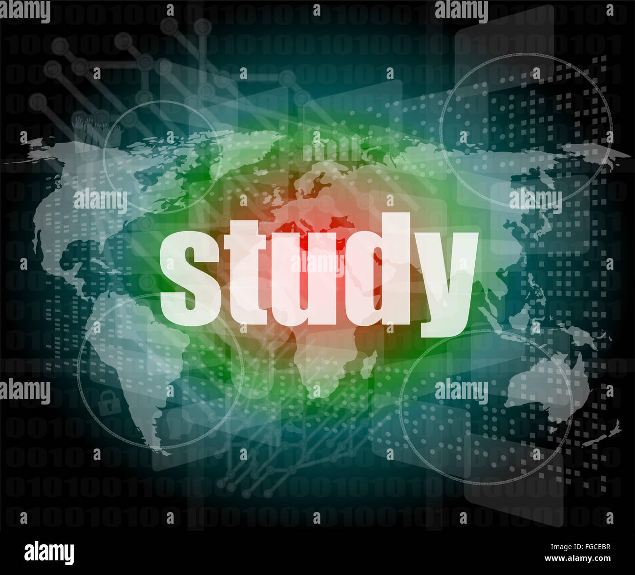 study words on digital touch screen interface Stock Photo - Alamy