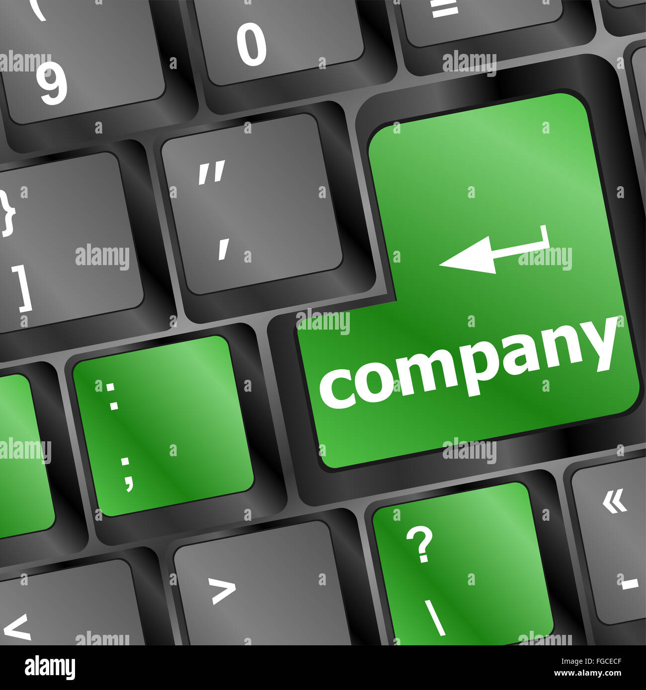 Keyboard key with company button Stock Photo - Alamy