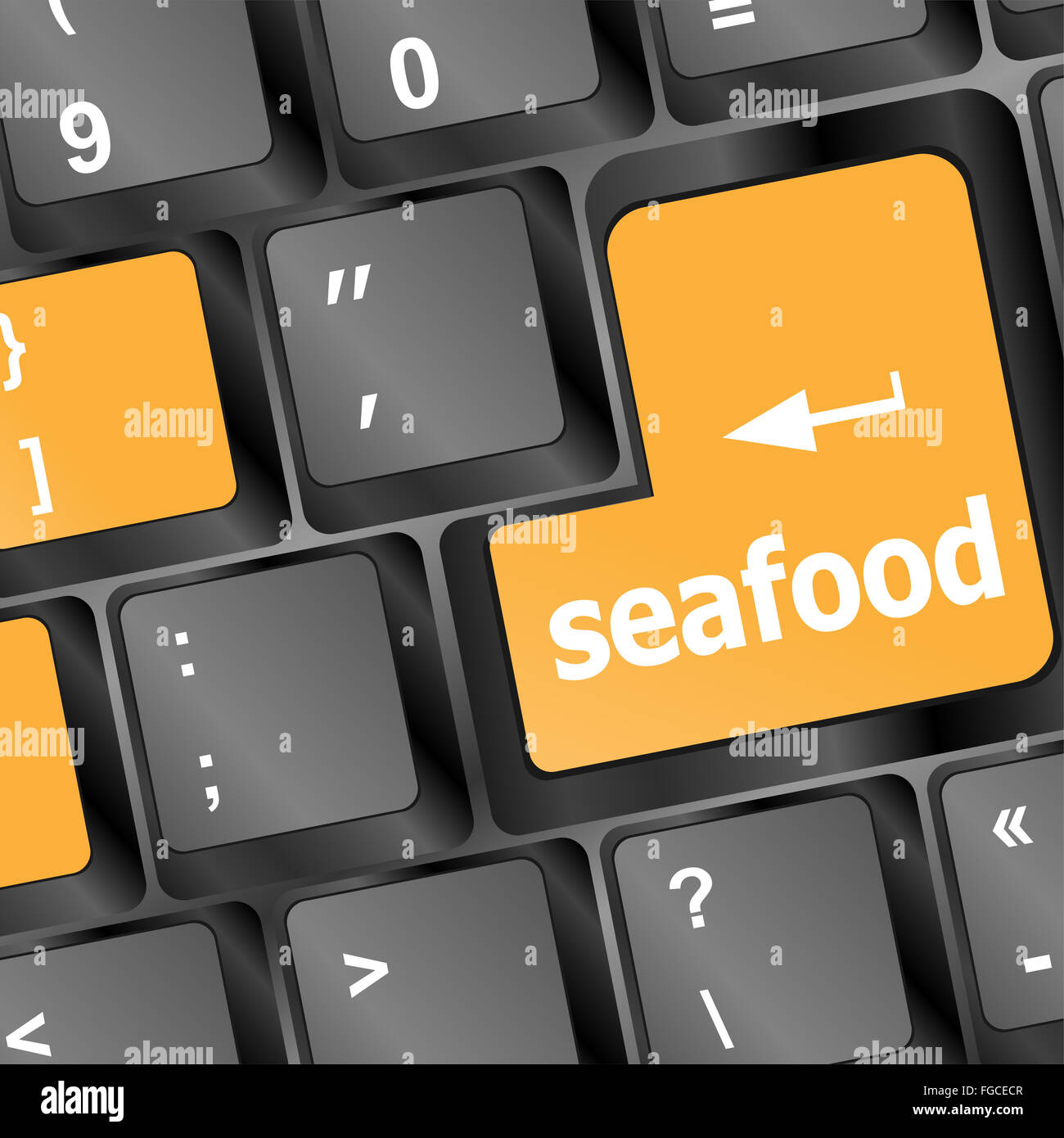 keyboard key layout with sea food button Stock Photo - Alamy