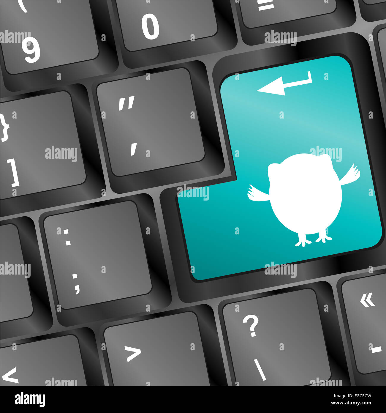 owl sign on computer keyboard key button Stock Photo - Alamy