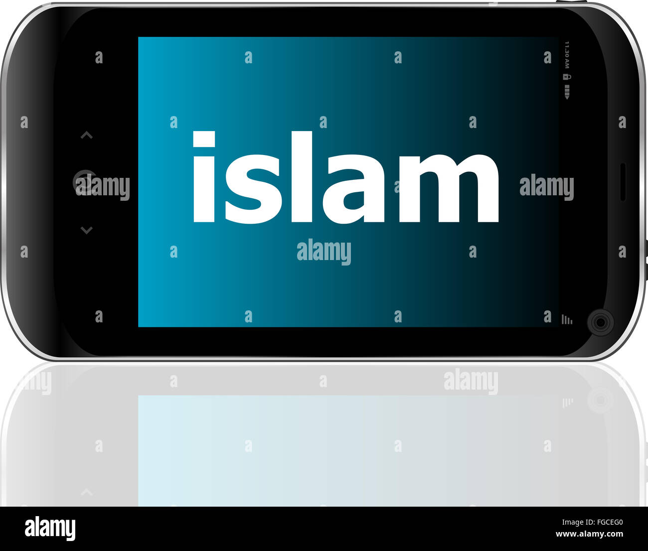 islam word on smart mobile phone, social concept Stock Photo - Alamy