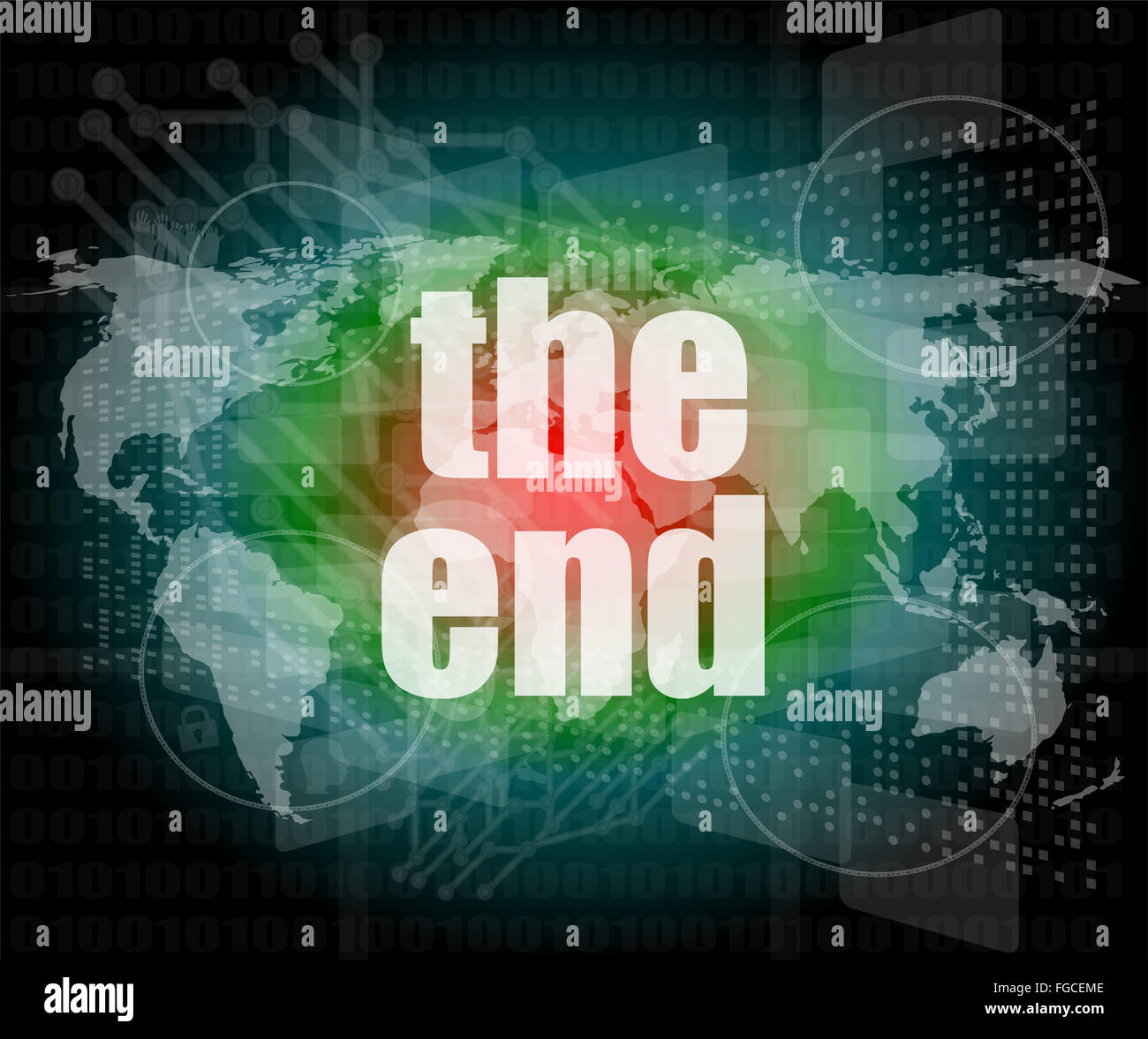the end word on digital touch screen, business concept Stock Photo - Alamy