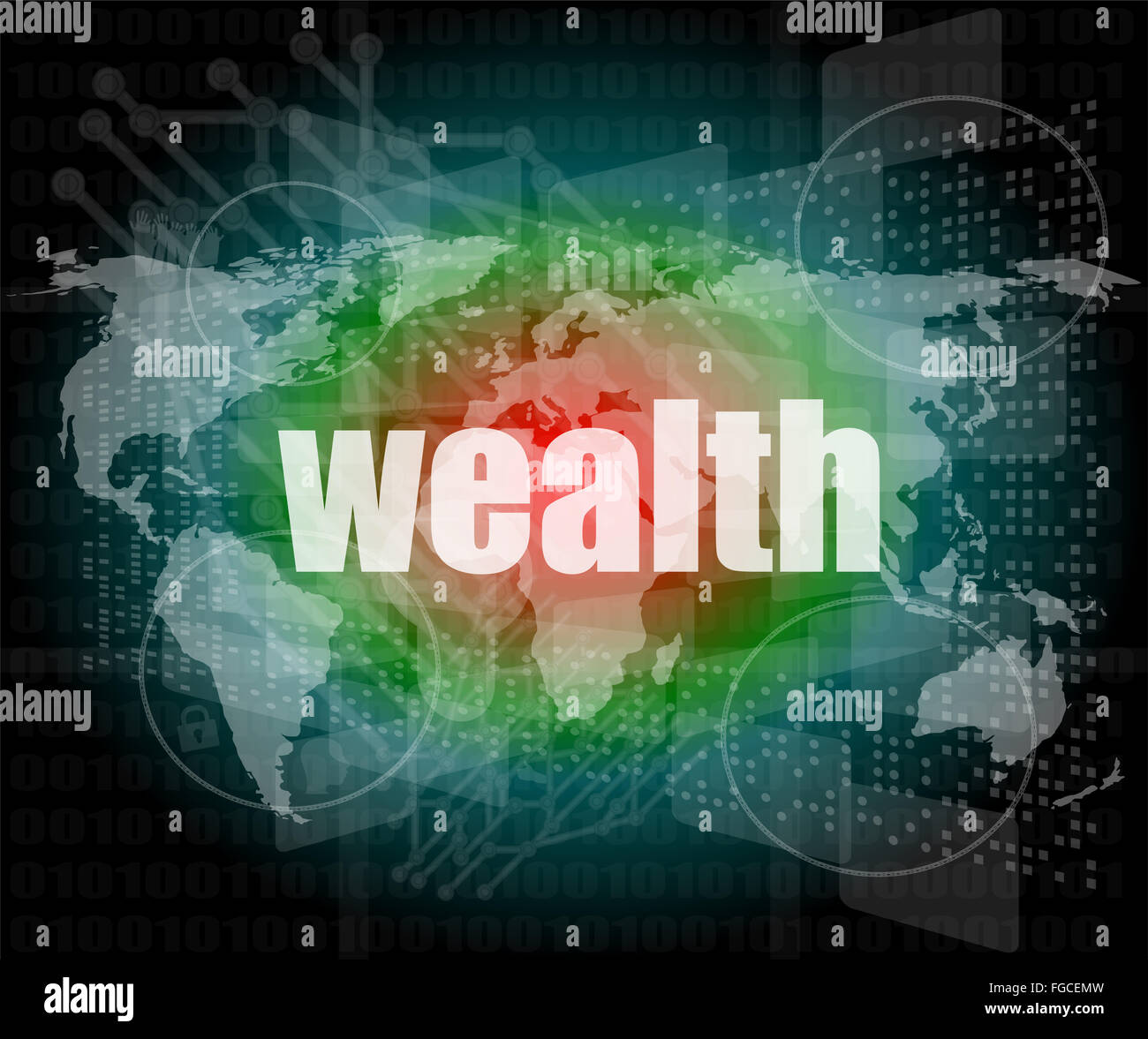 wealth word on digital touch screen interface Stock Photo - Alamy