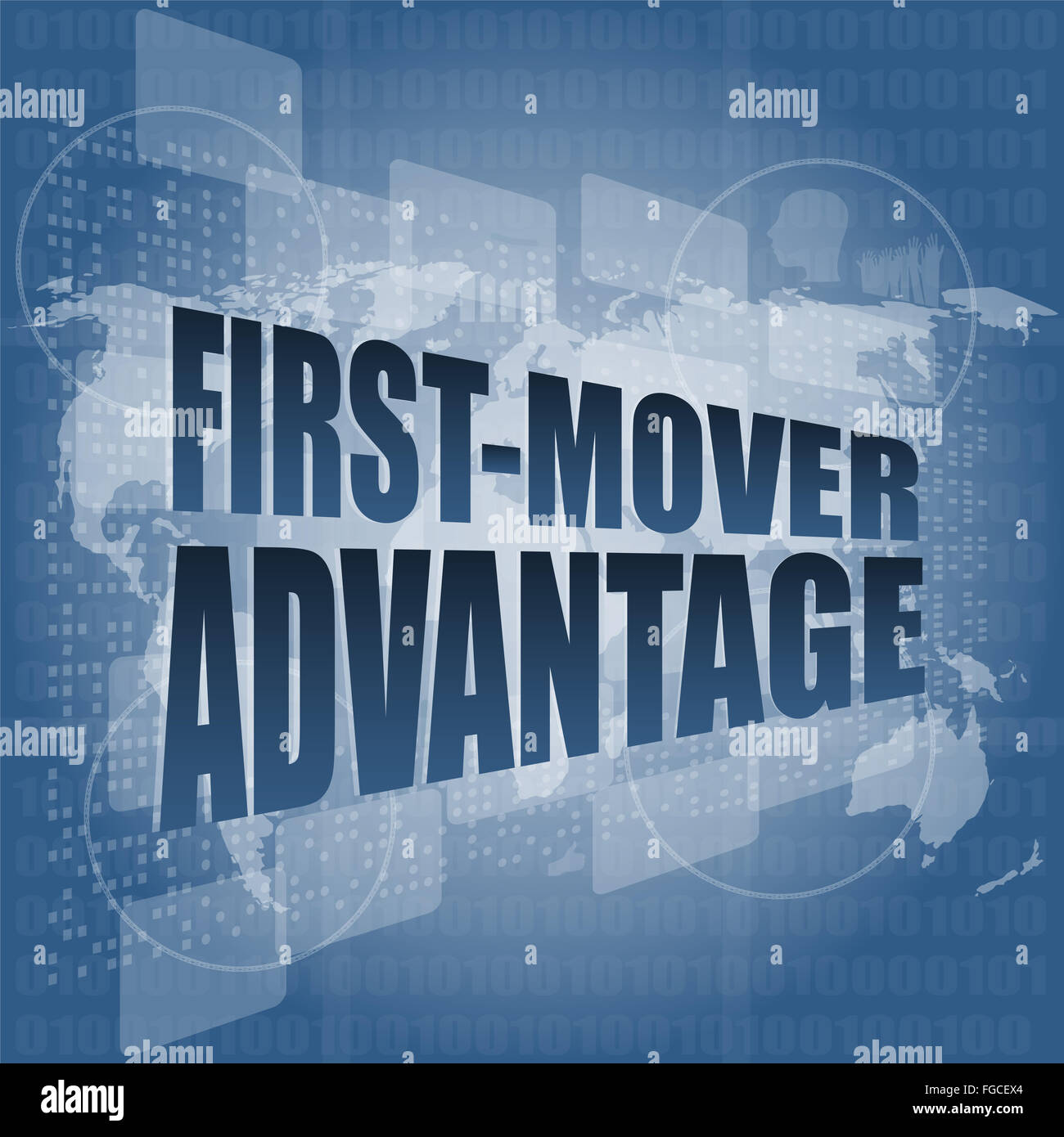 first mover advantage words on digital touch screen interface Stock ...