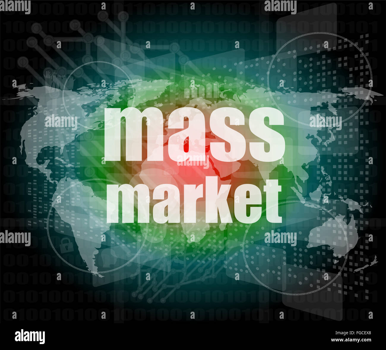 mass market words on digital touch screen interface Stock Photo - Alamy