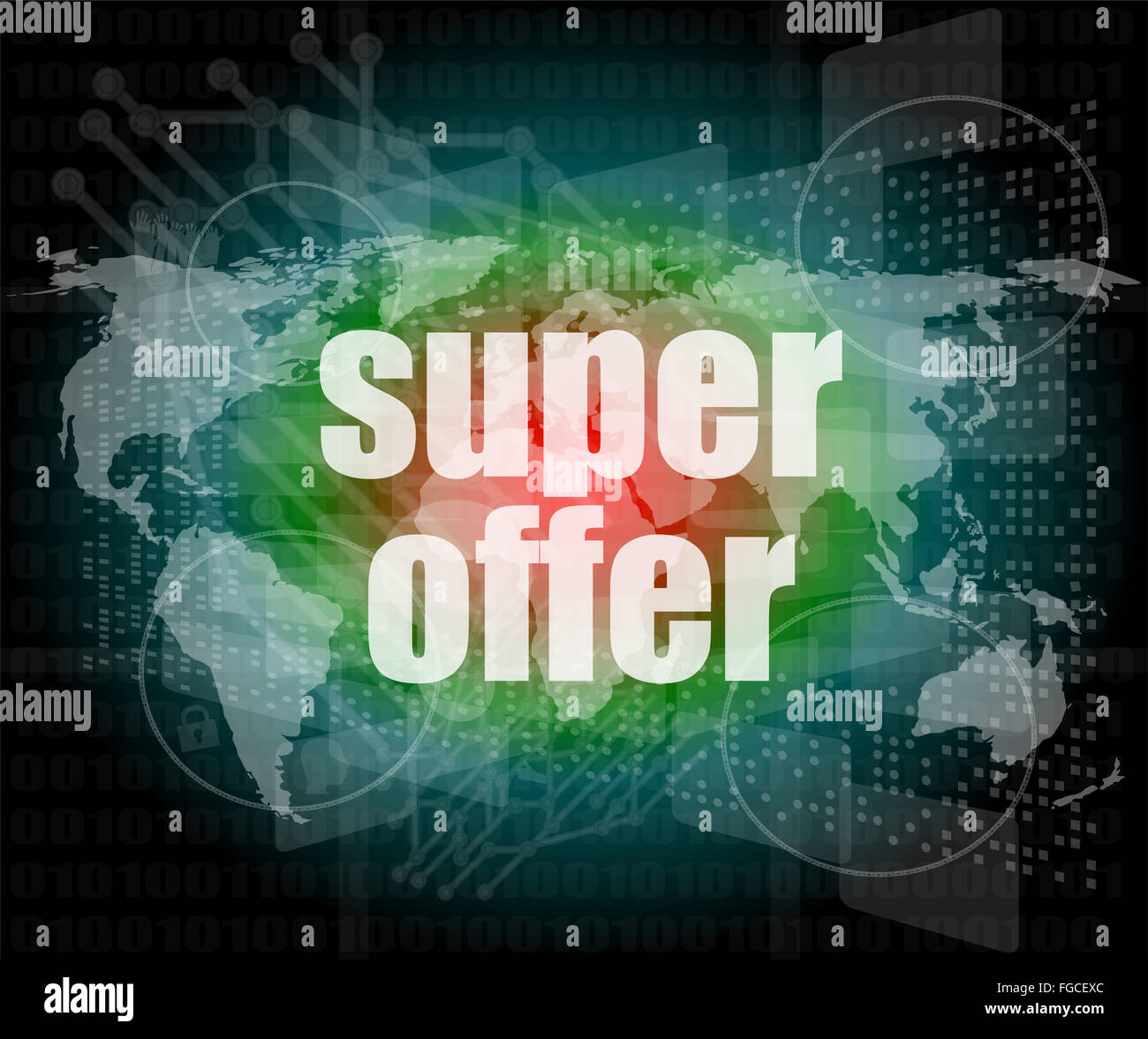 Marketing concept: words super offer on digital screen Stock Photo - Alamy
