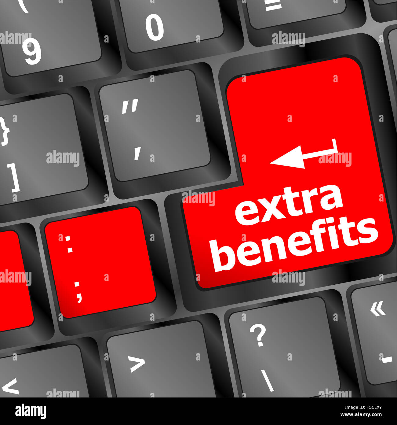 extra benefits button on keyboard - business concept Stock Photo - Alamy