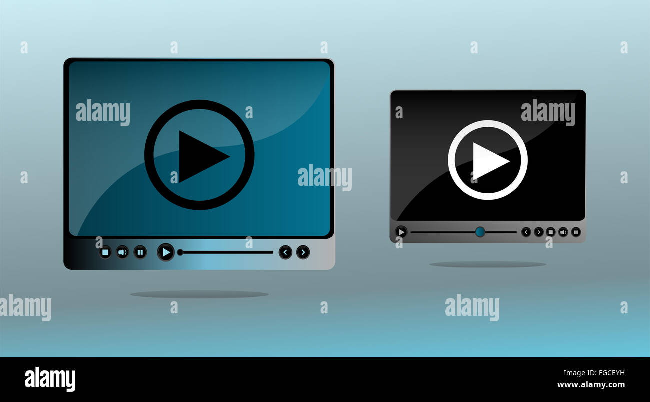 Media player interface set with play button Stock Photo - Alamy