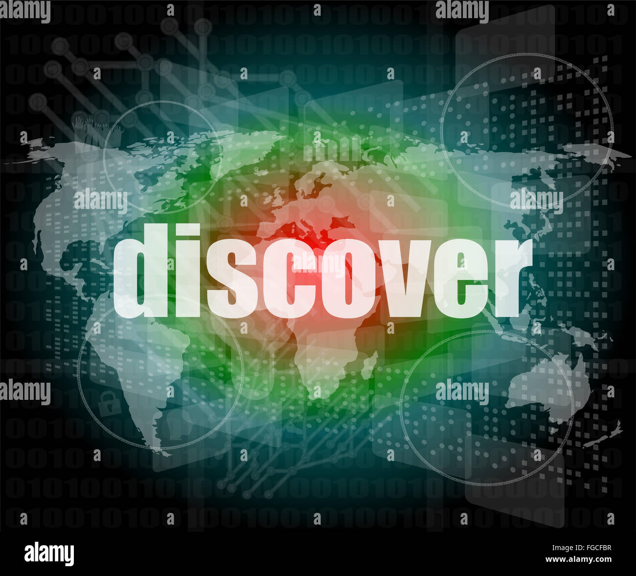 social concept: word discover on digital background Stock Photo - Alamy