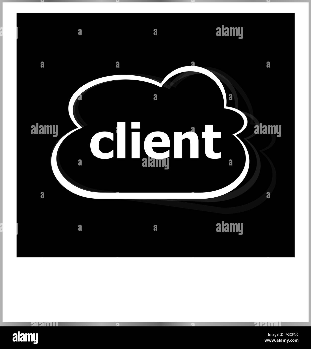 instant photo frame with cloud and client word, business concept Stock ...