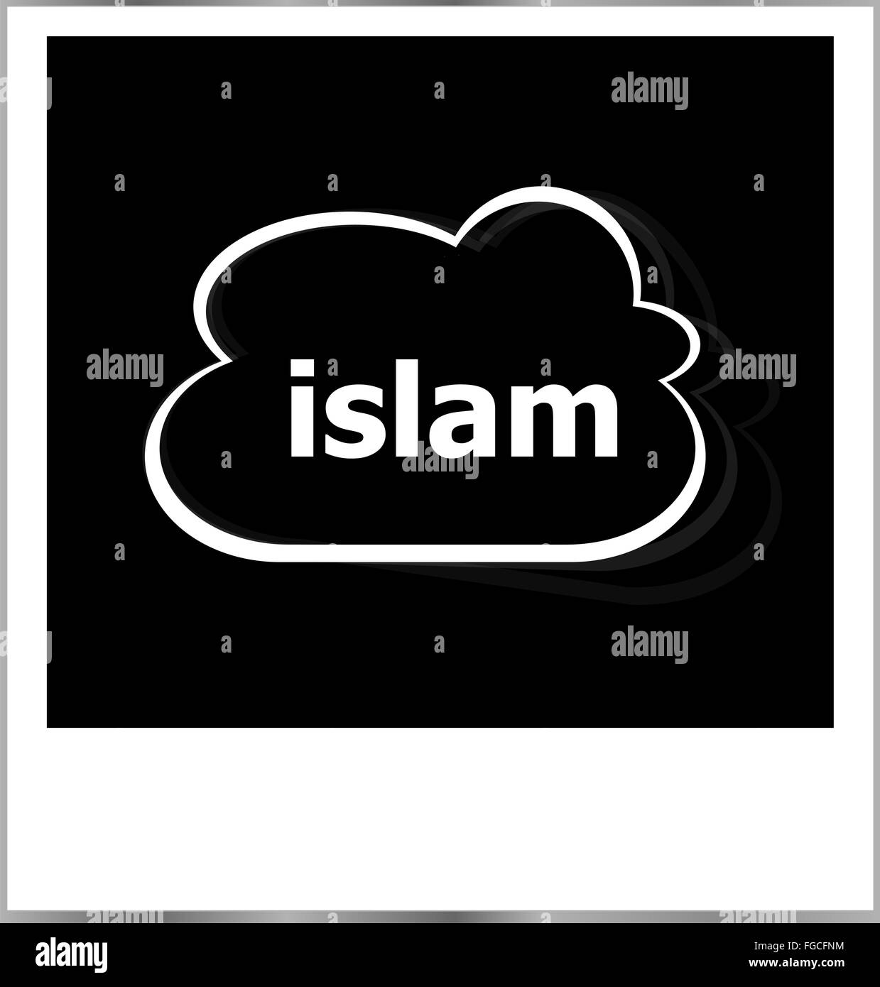 instant photo frame with cloud and islam word Stock Photo - Alamy